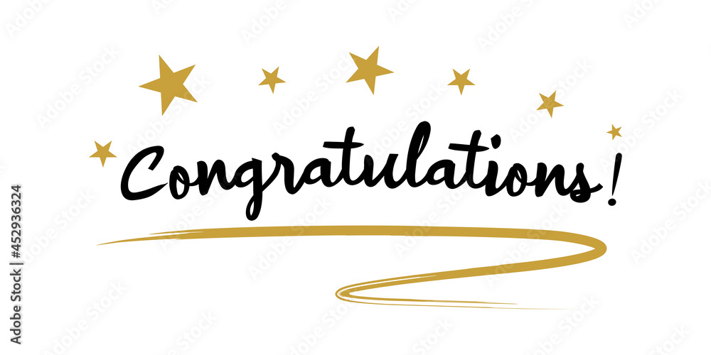 Congratulations handwritten lettering vector illustration Stock Vector ...