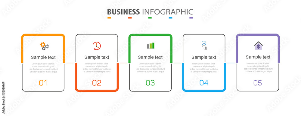 Business infographic design template with 5 options or steps. Can be ...