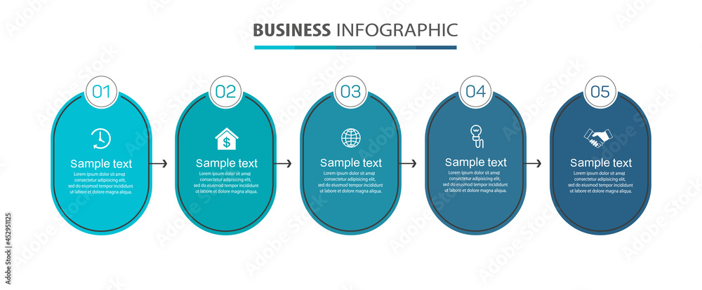 Business infographic design template with 5 options or steps. Can be ...