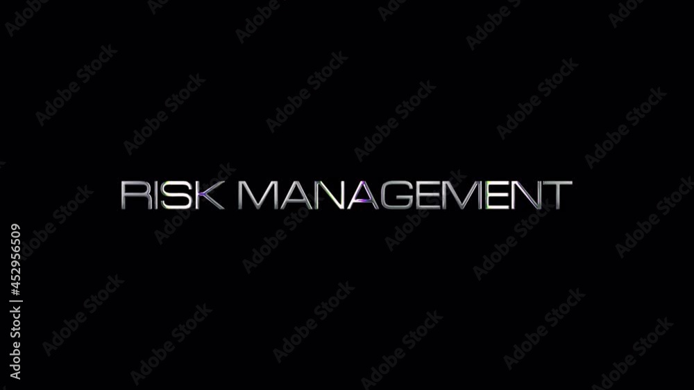 Animation of RISK MANAGEMENT cinematic trailer title silver text with ...