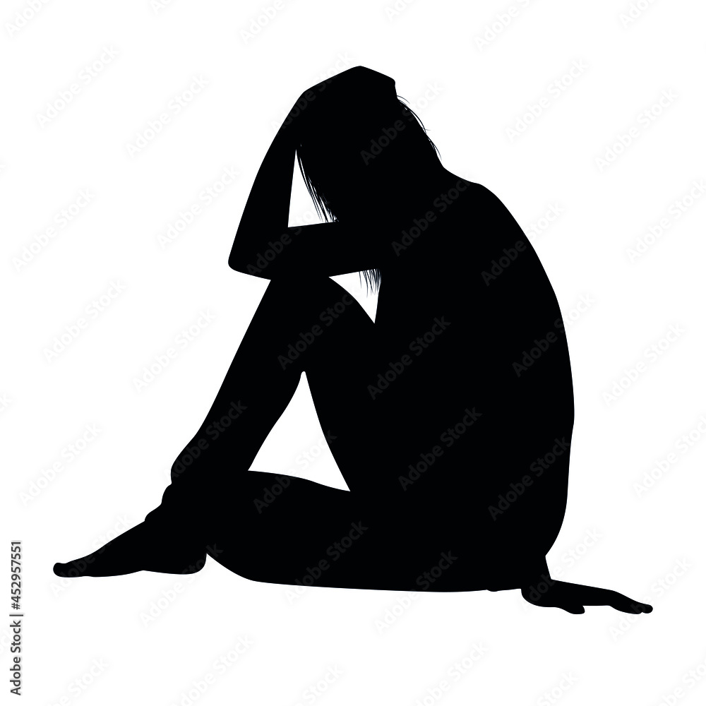 Silhouette Of Sad And Depressed Person Stock Vector | Adobe Stock