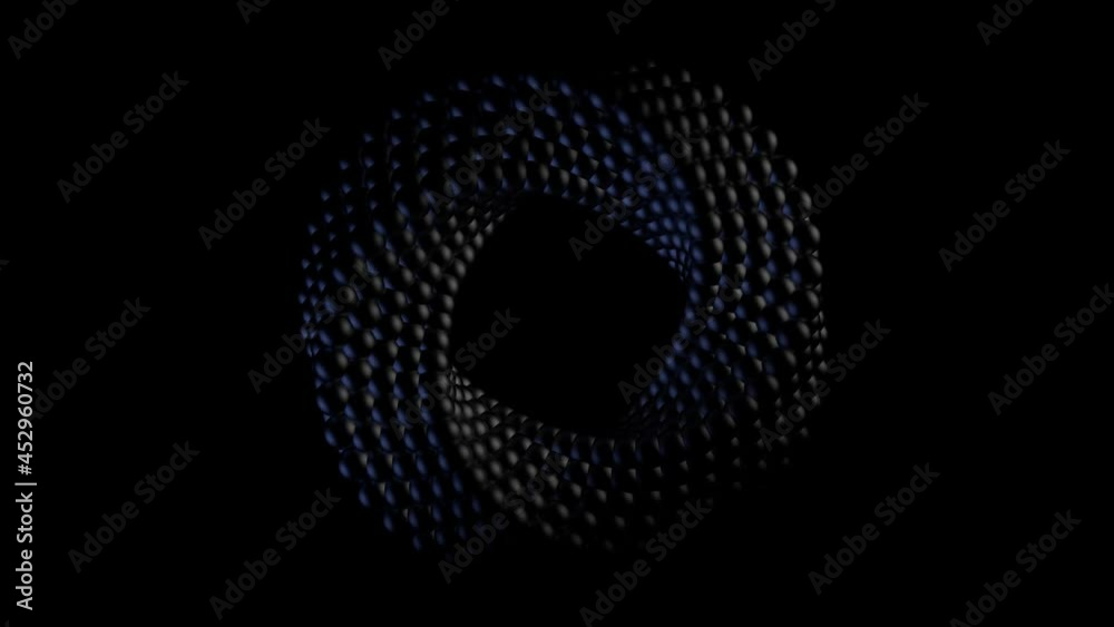 Abstract ring with spheres. Möbius strip with balls. Seamless loop. 3D ...