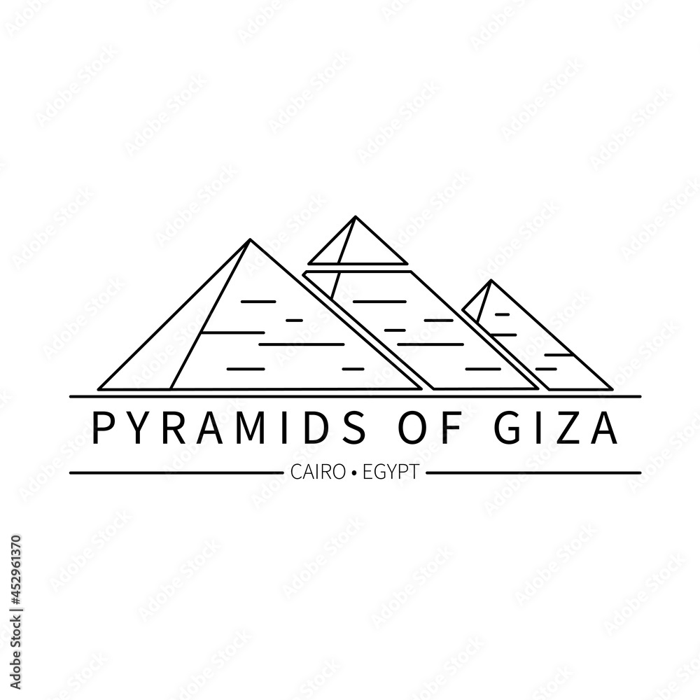 Egyptian pyramids. Minimalistic line art of the Giza pyramid. Pyramid ...