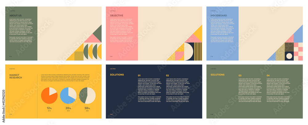 geometric shapes composition pitch deck slides templates for ...