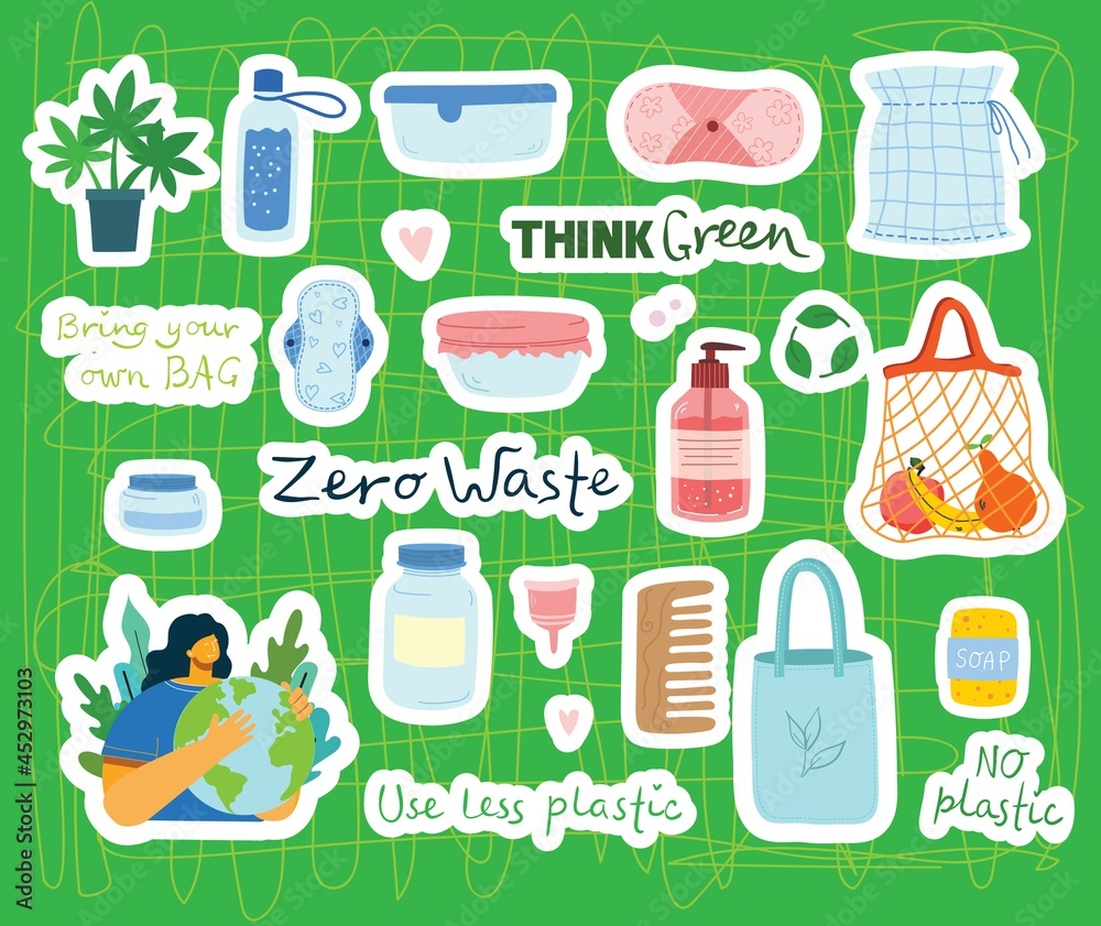 Vector illustration ECO stickers of Concept of green eco energy and ...