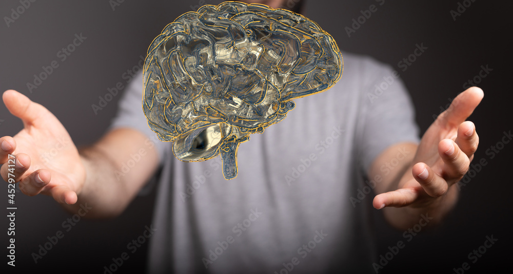 Human brain activity with plexus lines.. External cerebral connections ...