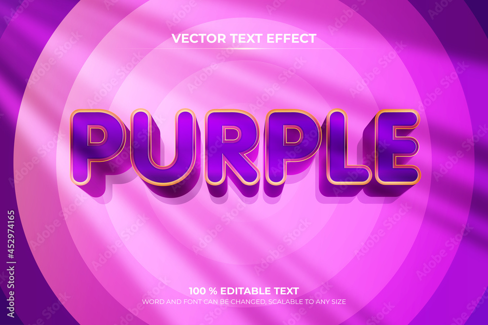 Purple Editable 3d text effect with circle wave color background Stock ...