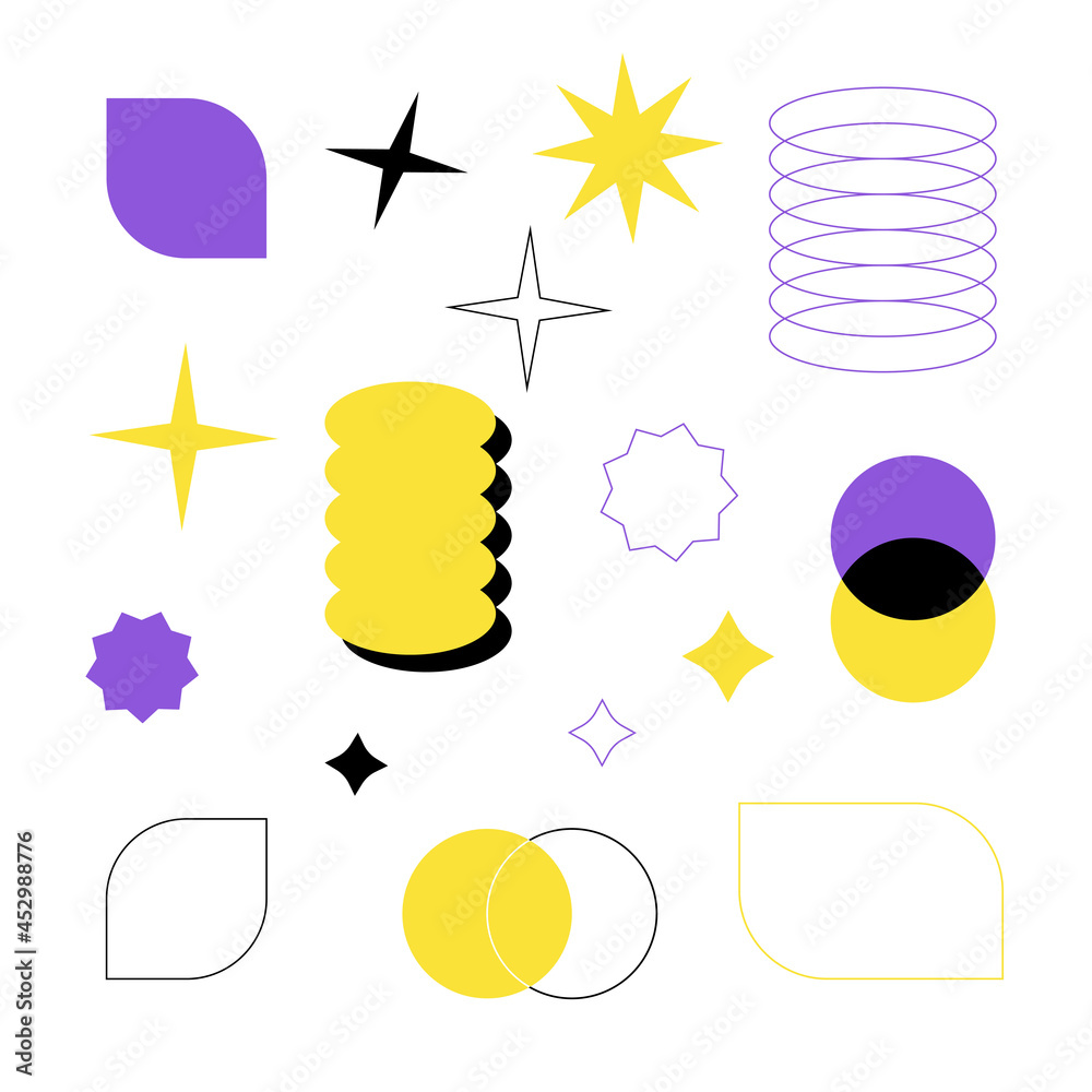 set of abstract digital old school elements. 90s style. retrofuturism ...