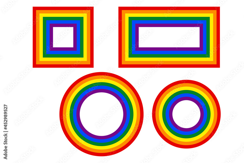 Flag LGBT icons, round and squared frames. Template border, vector ...