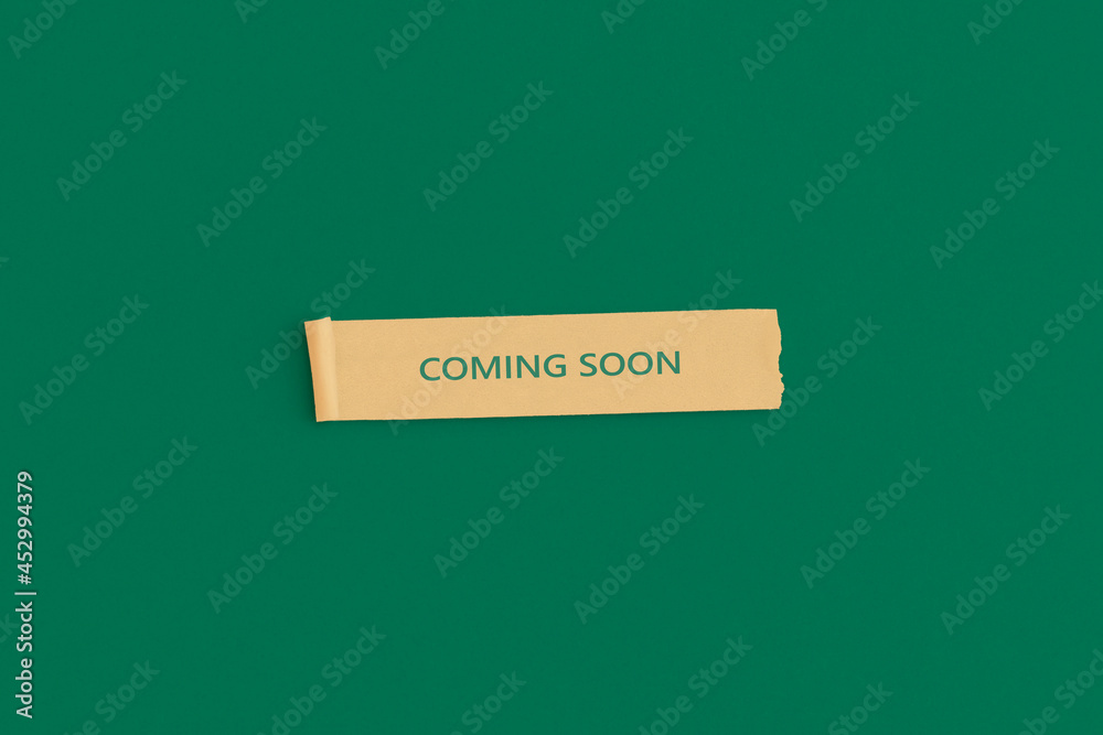 Sticky notes with the text COMING SOON on green background. Store ...