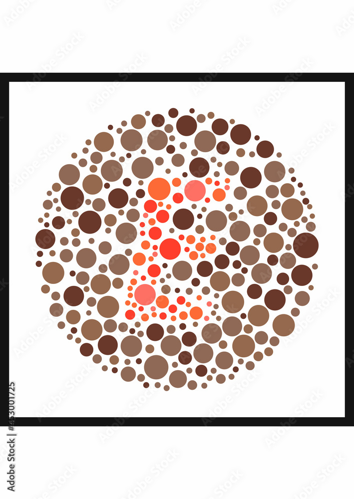 Vector graphic of Ishihara color test or Color blind test design. The ...