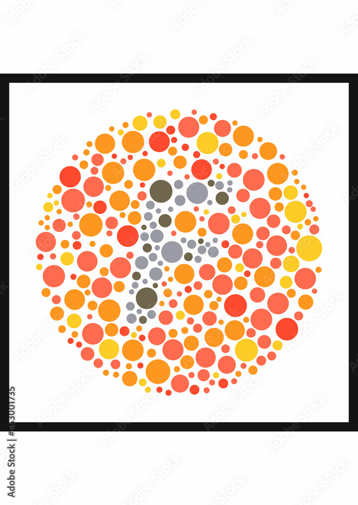 Vector graphic of Ishihara color test or Color blind test design. The ...