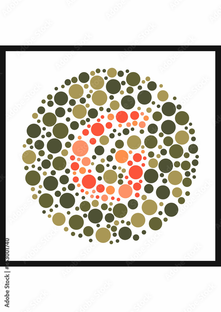 Vector graphic of Ishihara color test or Color blind test design. The ...
