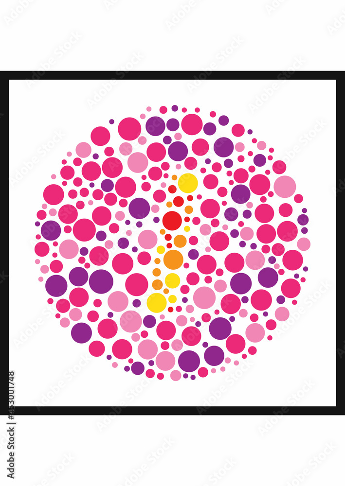 Vector graphic of Ishihara color test or Color blind test design. The ...