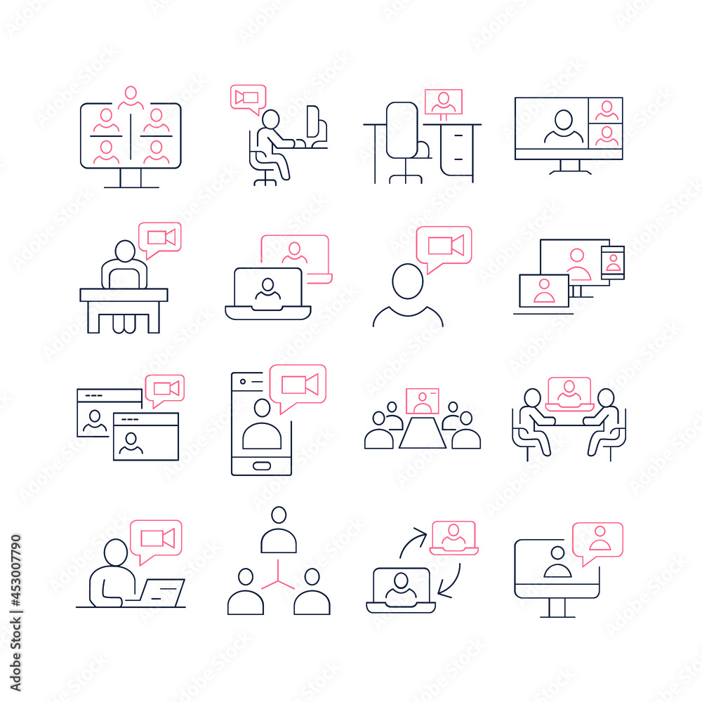 Video Conference Icons set. Video Conference pack symbol vector ...