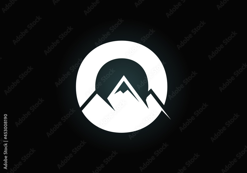 Initial O monogram alphabet with the mountain peak. Mountain Logo sign ...