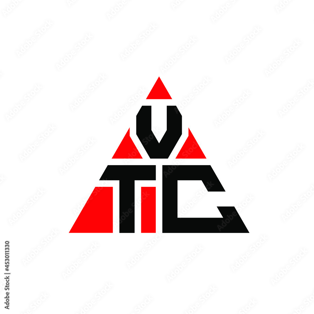 VTC triangle letter logo design with triangle shape. VTC triangle logo ...