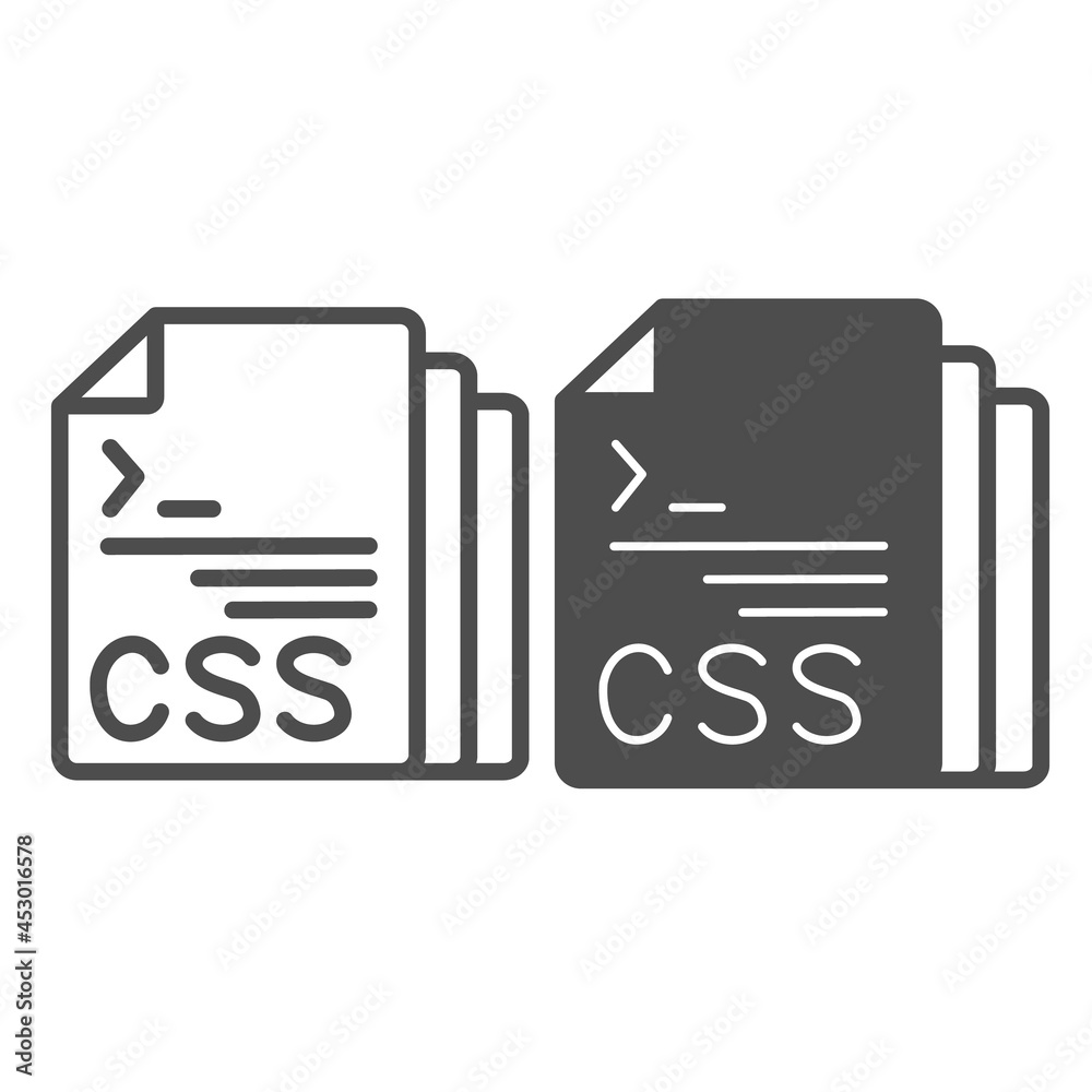 Css Code Document Files Line And Solid Icon Programming Concept Css Doc Vector Sign On White