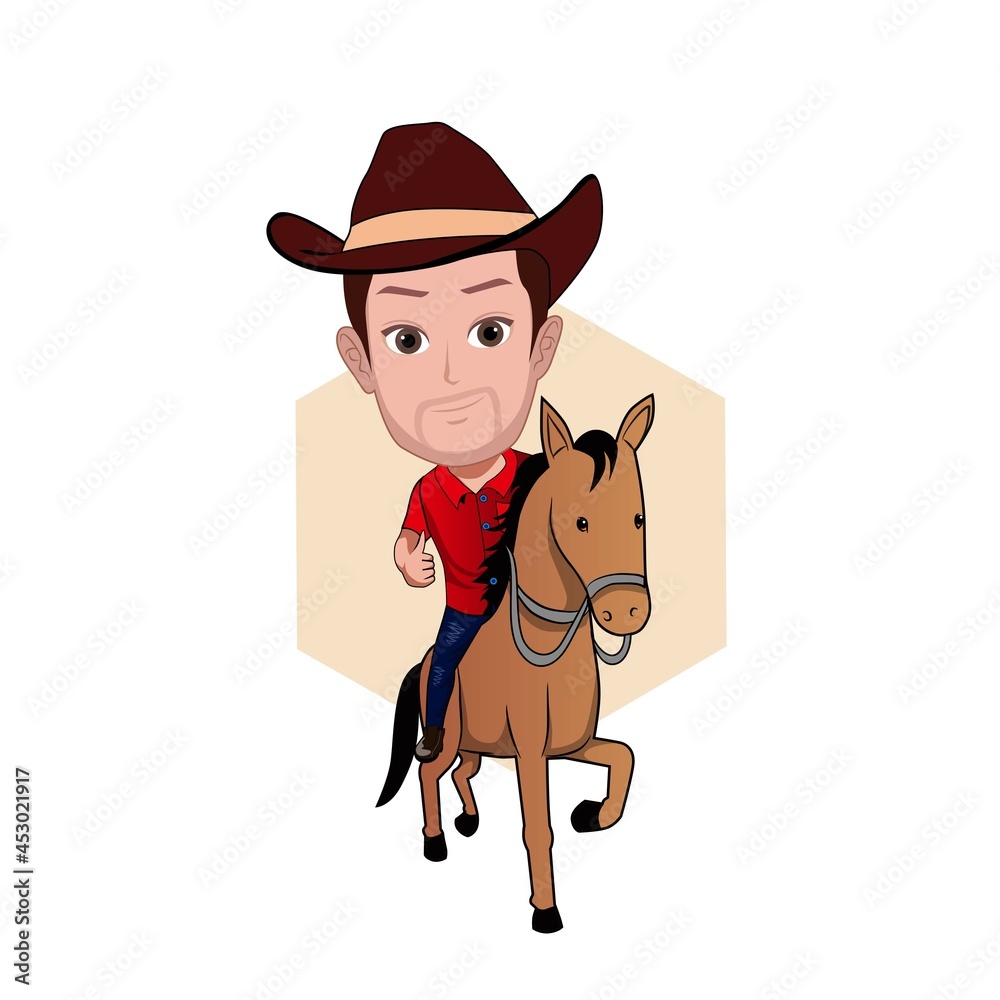 Cartoon carricature of a man is riding a horse Stock Vector | Adobe Stock