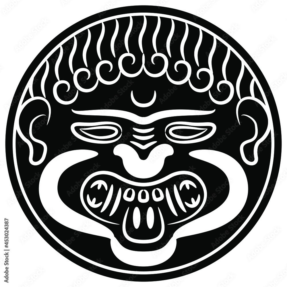Head of Medusa Gorgon. Ancient Greek mythology. Stylized ugly human ...