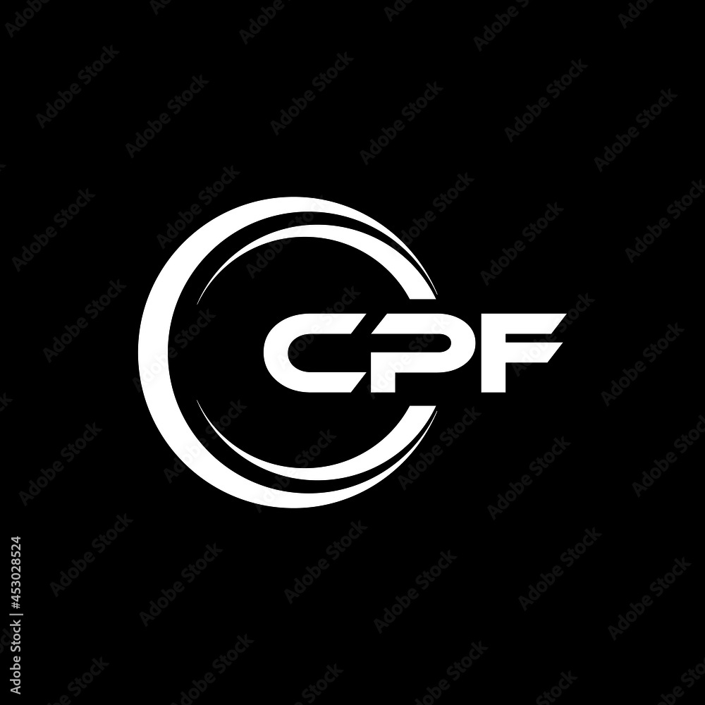 Vecteur Stock CPF letter logo design with black background in ...
