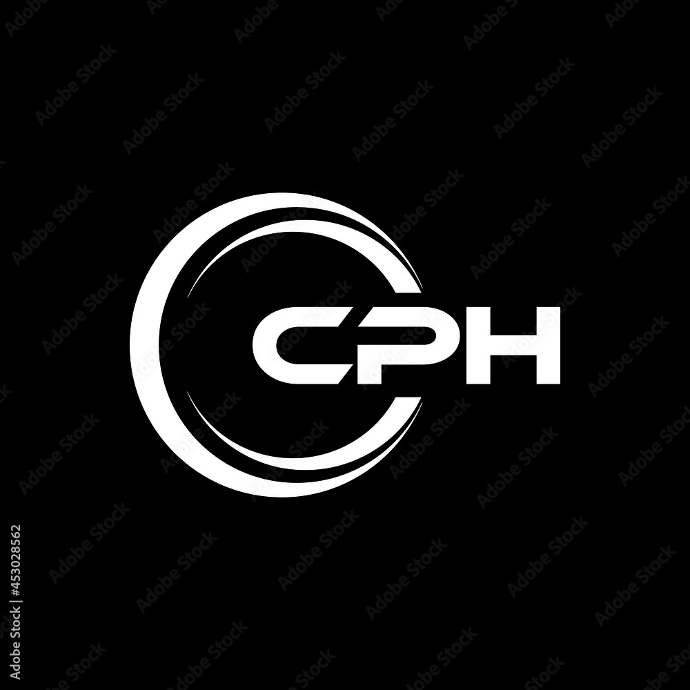CPH letter logo design with black background in illustrator, vector ...
