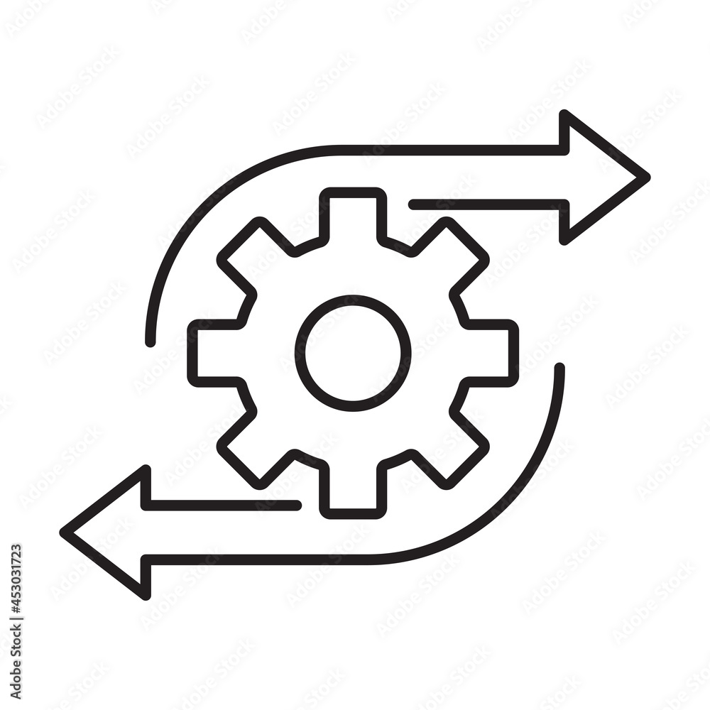 easy operation process icon vector gearwheel and arrow sign for graphic ...