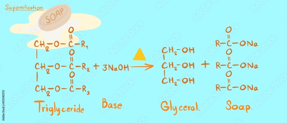Saponification equation, reaction of soap, chemistry equation of soap ...