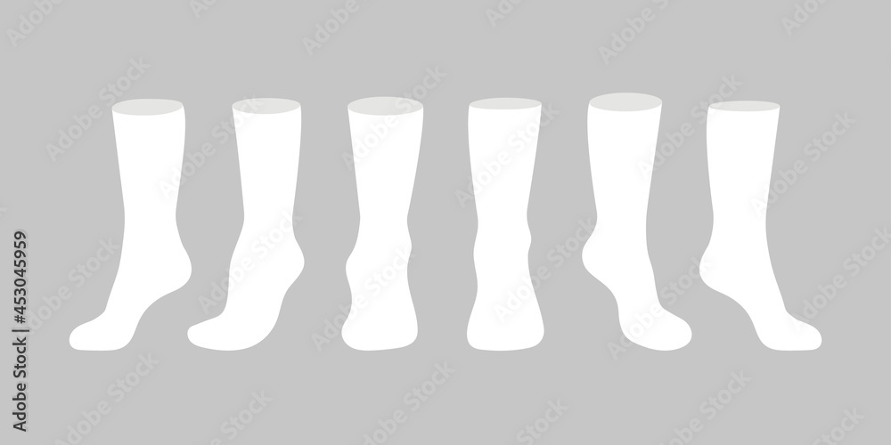 White socks template mockup flat style design vector illustration set ...