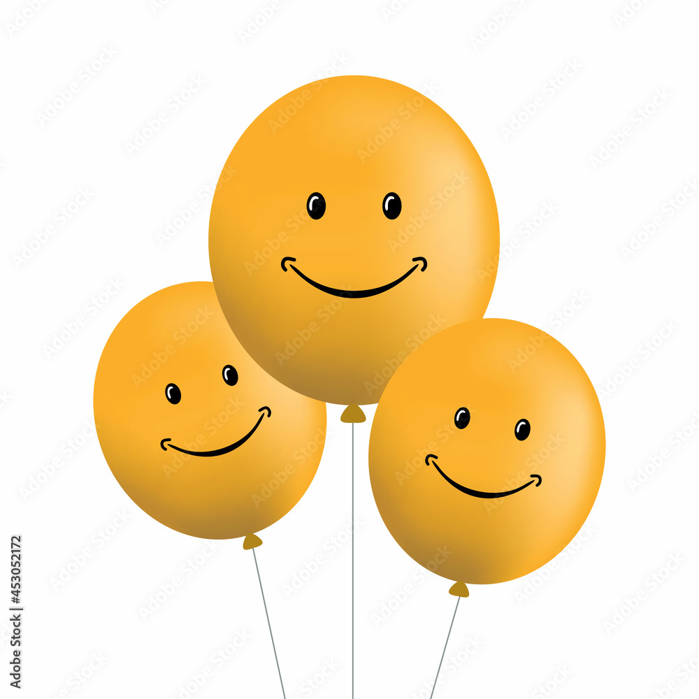 smiley face on ballons, vector cute and happy emoticons. Stock Vector ...