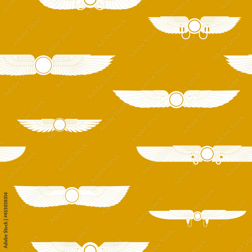 Seamless pattern with ancient egyptian symbol Winged sun for your ...