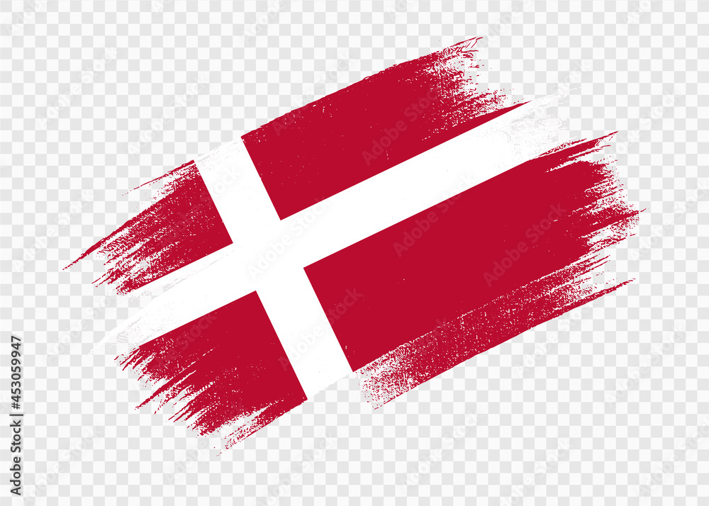 Vetor de Denmark flag with brush paint textured isolated on png or ...