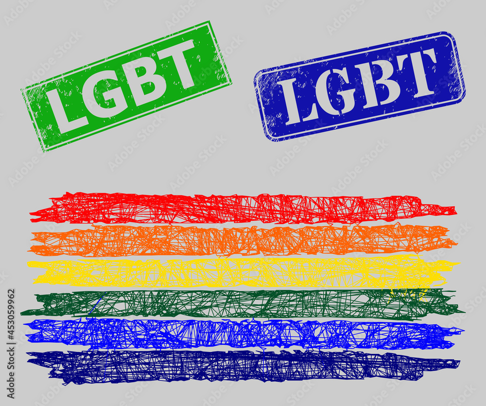 Carcass net mesh LGBT flag model, and LGBT blue and green rectangular ...