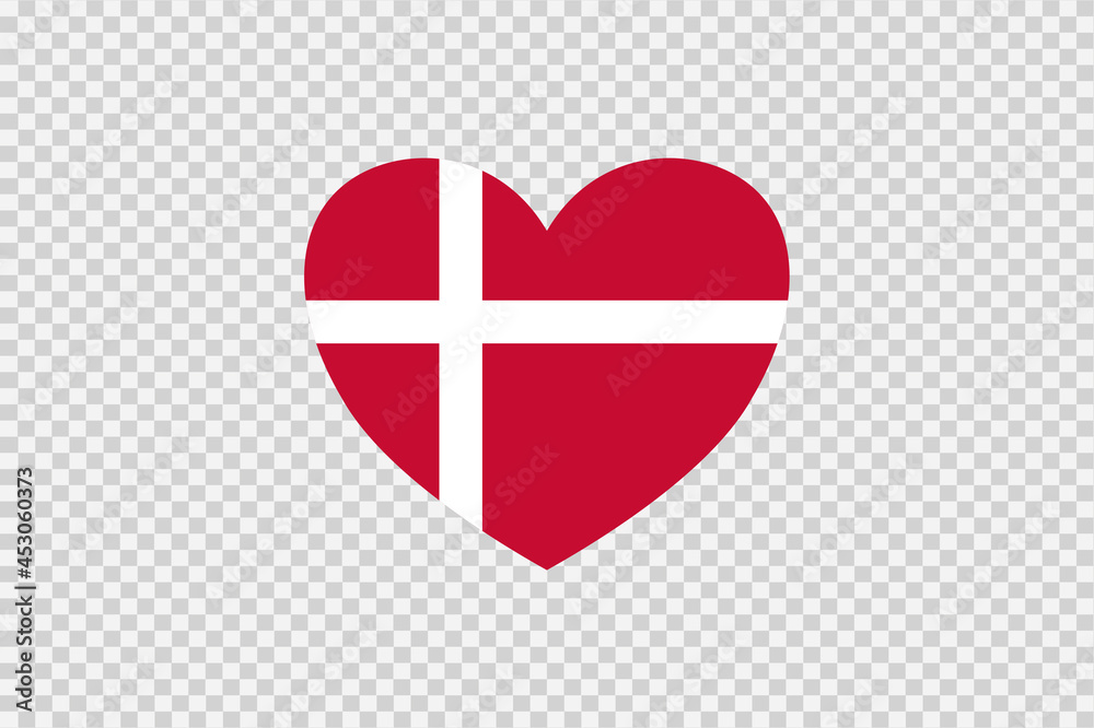 Denmark flag in heart shape isolated on png or transparent background ...