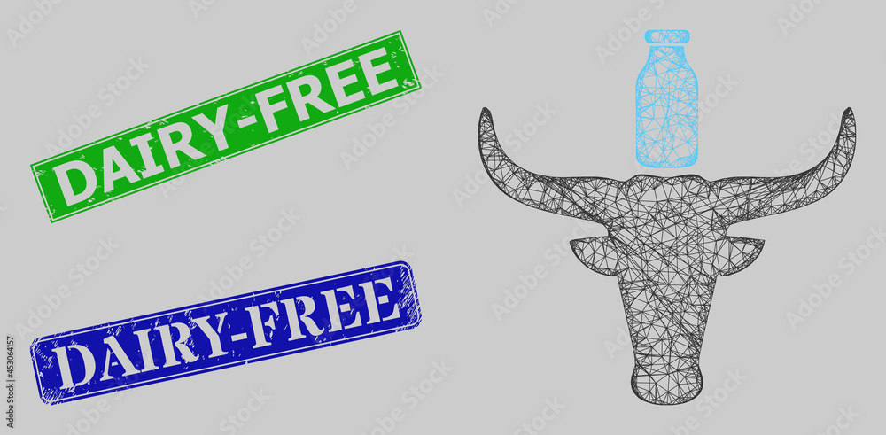 Carcass network cow milk model, and Dairy-Free blue and green rectangle ...