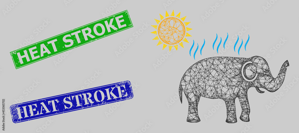 Carcass net elephant under sun heat model, and Heat Stroke blue and ...