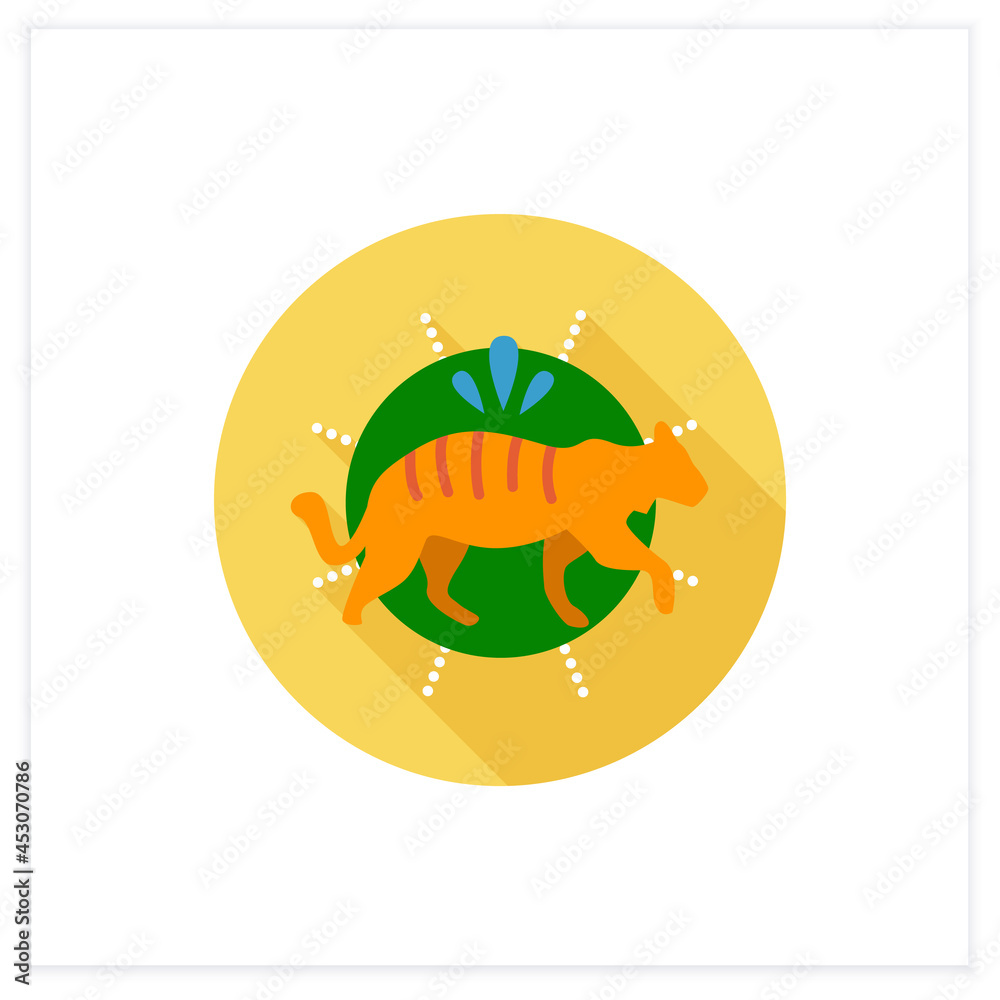 Bengal tiger flat icon. Sacral, totem animal. Indian National symbol ...