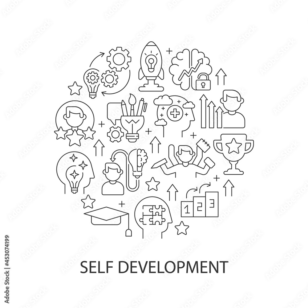 Self development abstract linear concept layout with headline ...