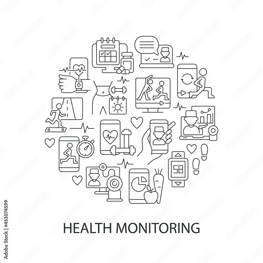 Health monitoring abstract linear concept layout with headline ...