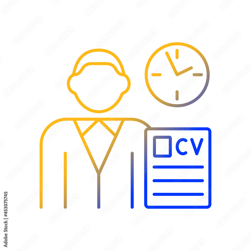 Job applicant gradient linear vector icon. Apply for new job. Signing ...