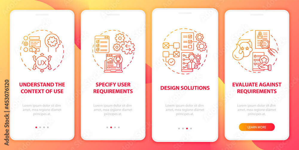 User-driven development onboarding mobile app page screen. Product ...