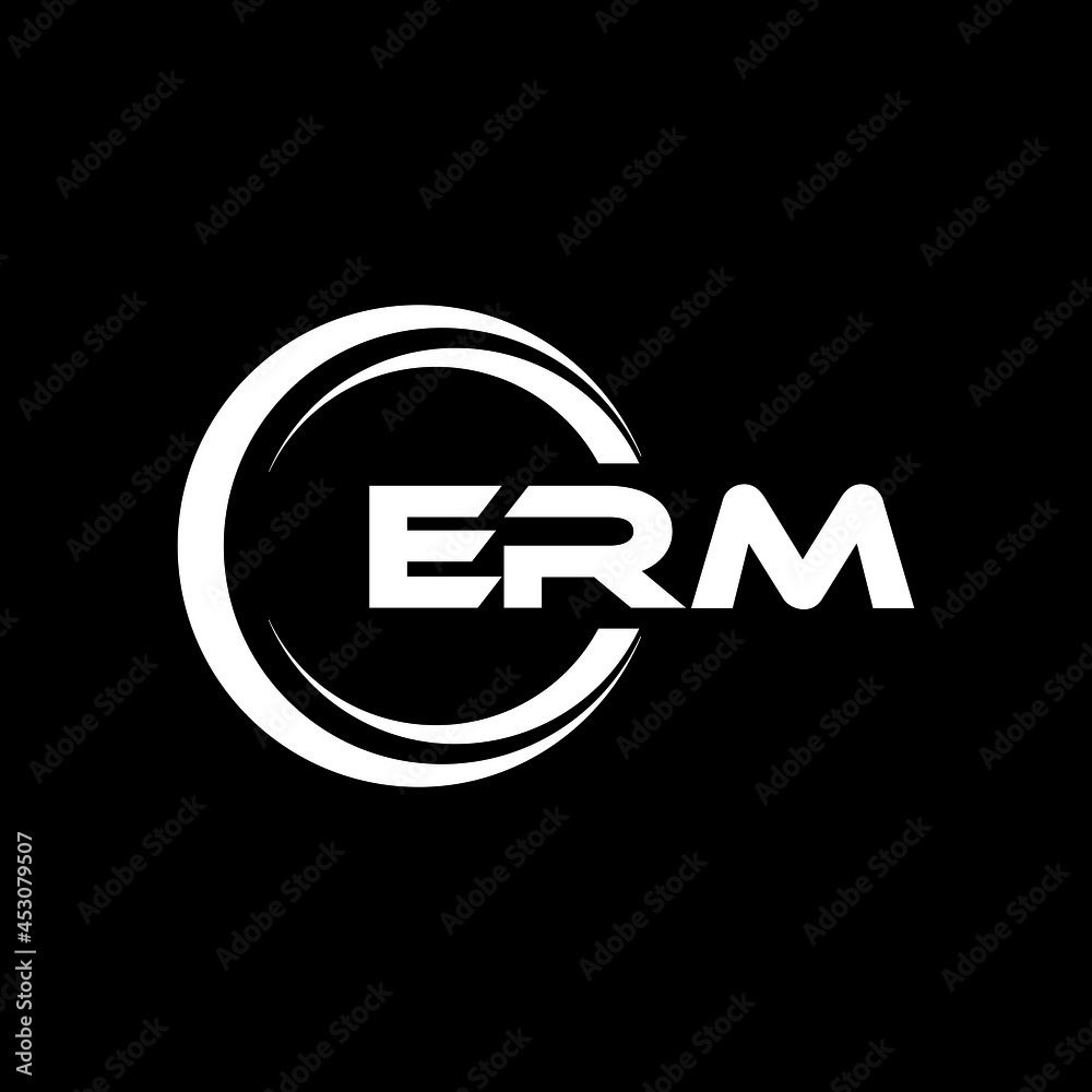 ERM letter logo design with black background in illustrator, vector ...