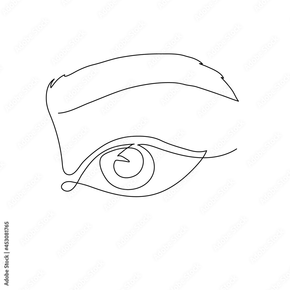 Vector illustration of human eye and eyebrow. Modern one line art. Can ...