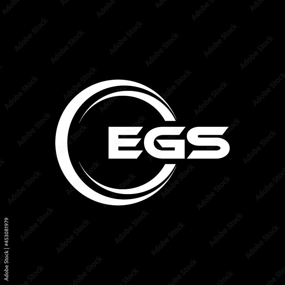 Vecteur Stock EGS letter logo design with black background in ...