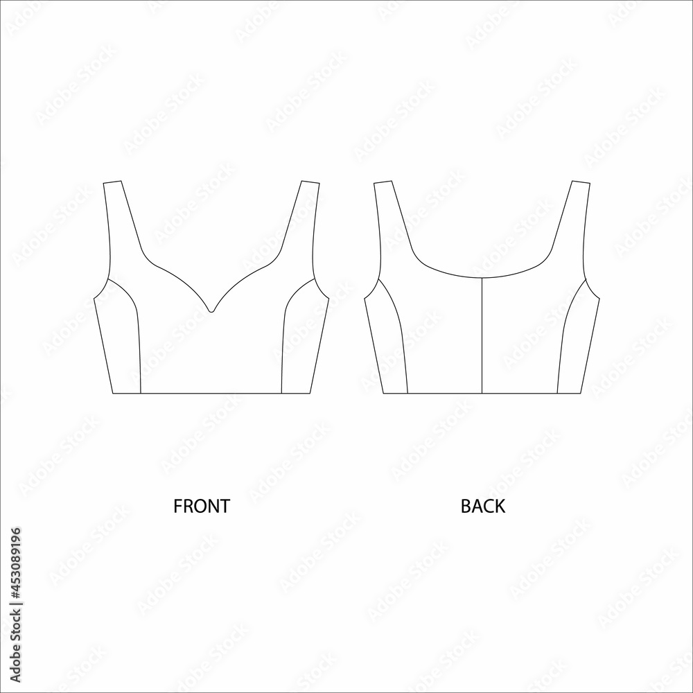 Crop top vector. Bustier template. Bra outline vector t design Stock ...