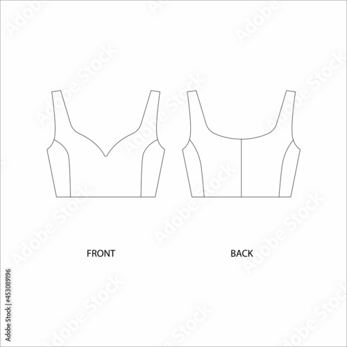 Crop top vector. Bustier template. Bra outline vector t design Stock ...