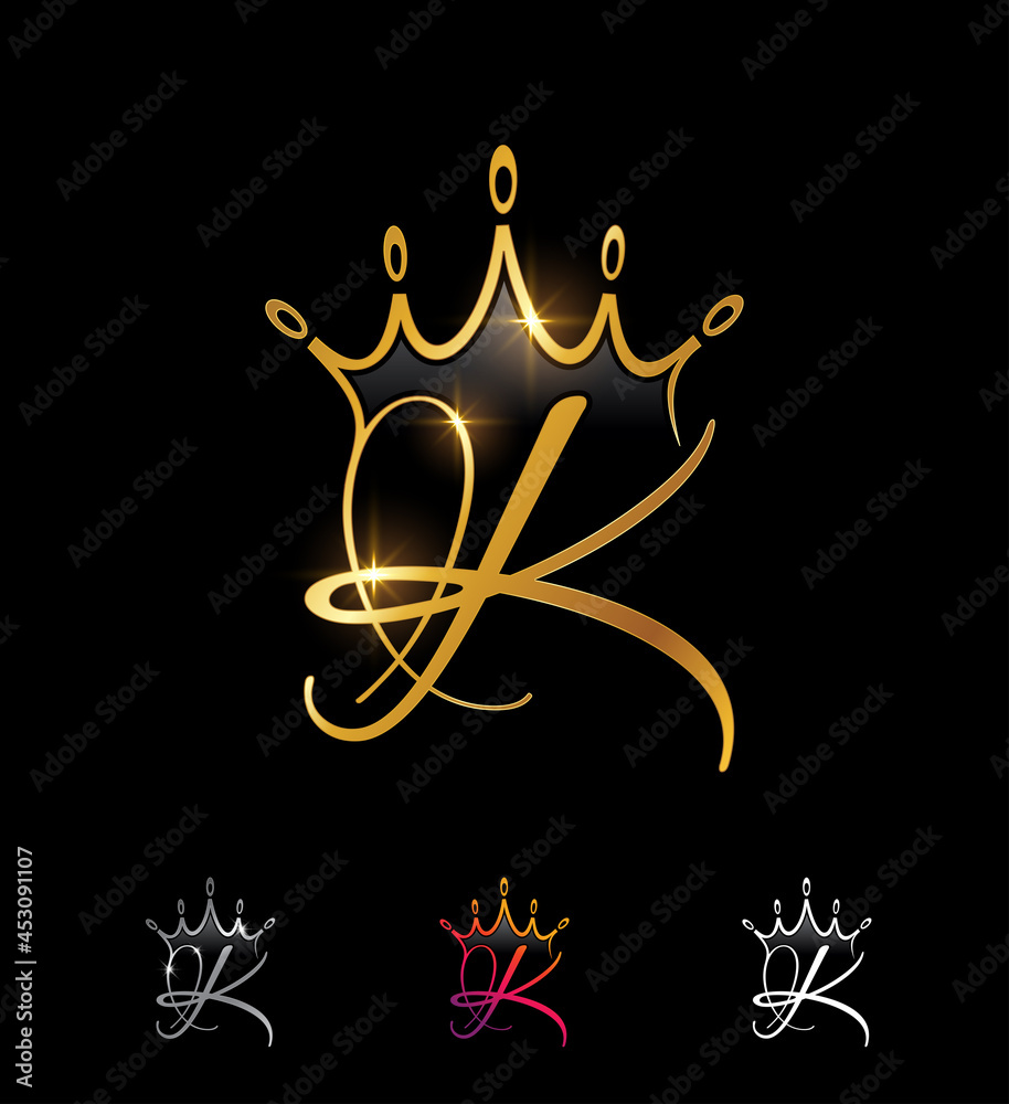 Golden Monogram Crown Initial Letter K Stock Vector | Adobe Stock Golden Monogram Crown Initial Letter K Stock Vector | Adobe Stock