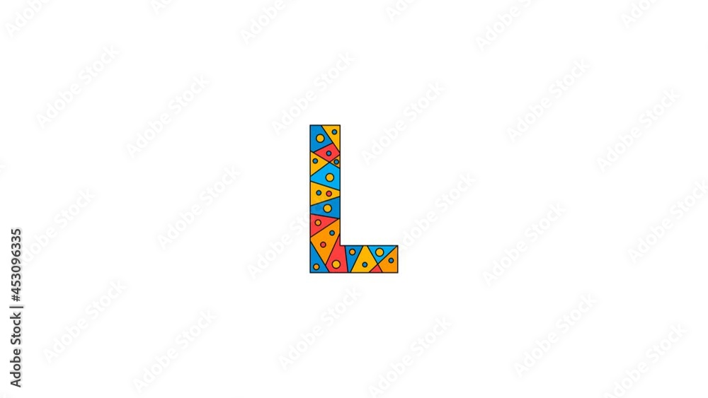 Letter L. Animated unique font made of circles and triangles, polygons ...