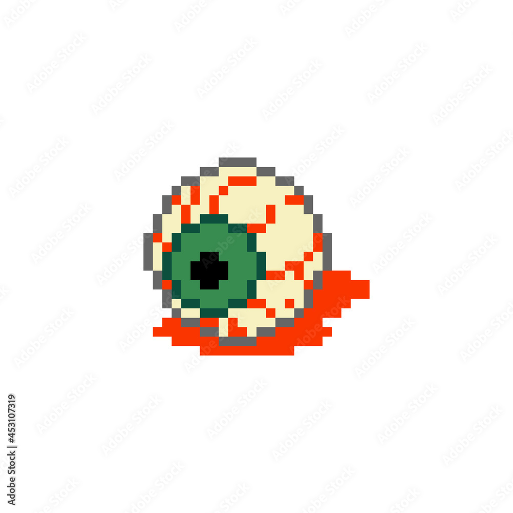 Pixel art bloody eye. Torn out eye in retro 8 bit pixel style ...