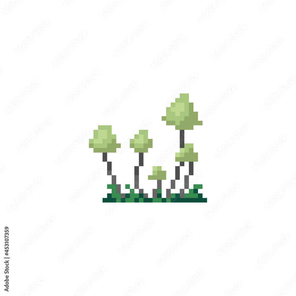 Pixel art fungus mushrooms. Poisonous pixel mushroom for decoration ...